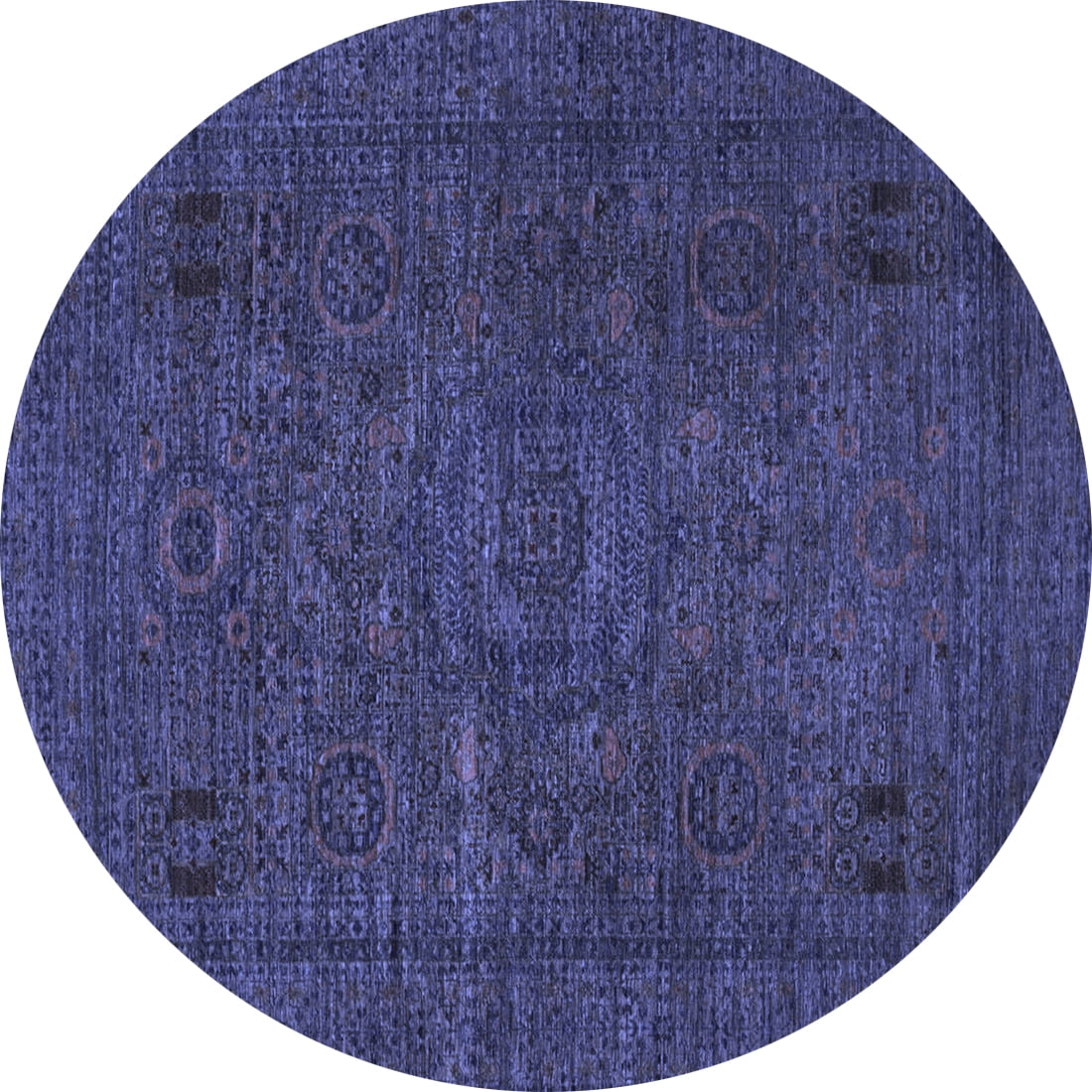 Ahgly Company Machine Washable Indoor Round Abstract Blue Modern Area ...