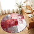 Abstract Red White Gradient Round Rug 5ft Retro Mottled Brush Texture ...