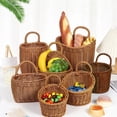 mdesiwst Woven Basket with Handle Rustic Storage Basket Wall Hanging ...