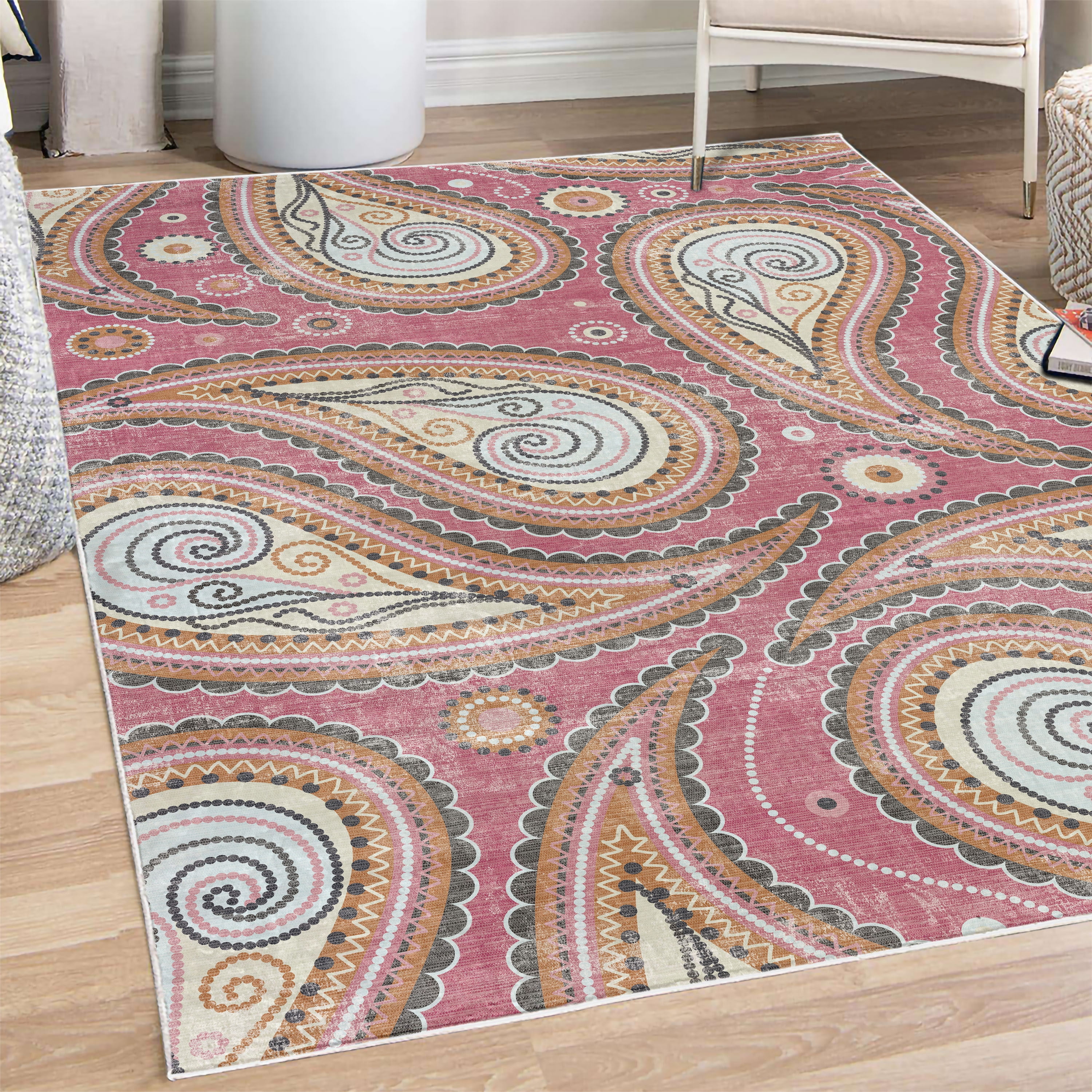 Paisley Decorative Rug, Continuous Fig Like Motifs Pattern Mandala ...