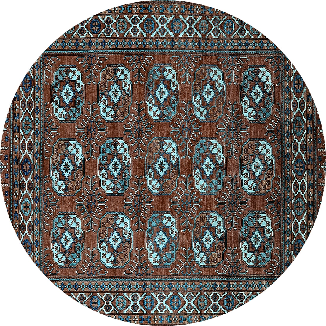 Ahgly Company Indoor Round Oriental Light Blue Industrial Area Rugs, 8 ...