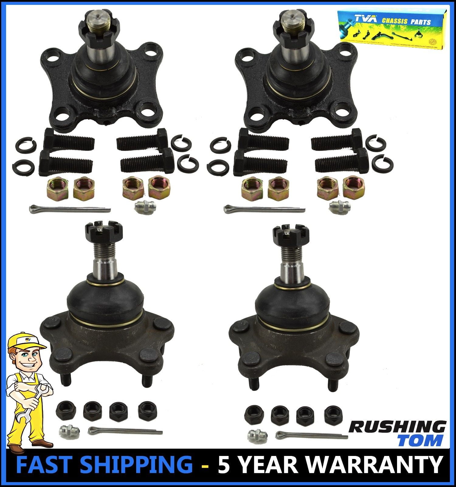 4 Front Upper & Lower Ball Joints Fits Toyota T100 4Runner 4WD ...