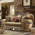 Traditional Antique Brown Chenille Carved Wood 3Pcs Sofa Set By Homey ...