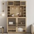 BELLEZE Coffee Wine Bar Cabinet with Power Outlet, 72" Rustic Liquor ...