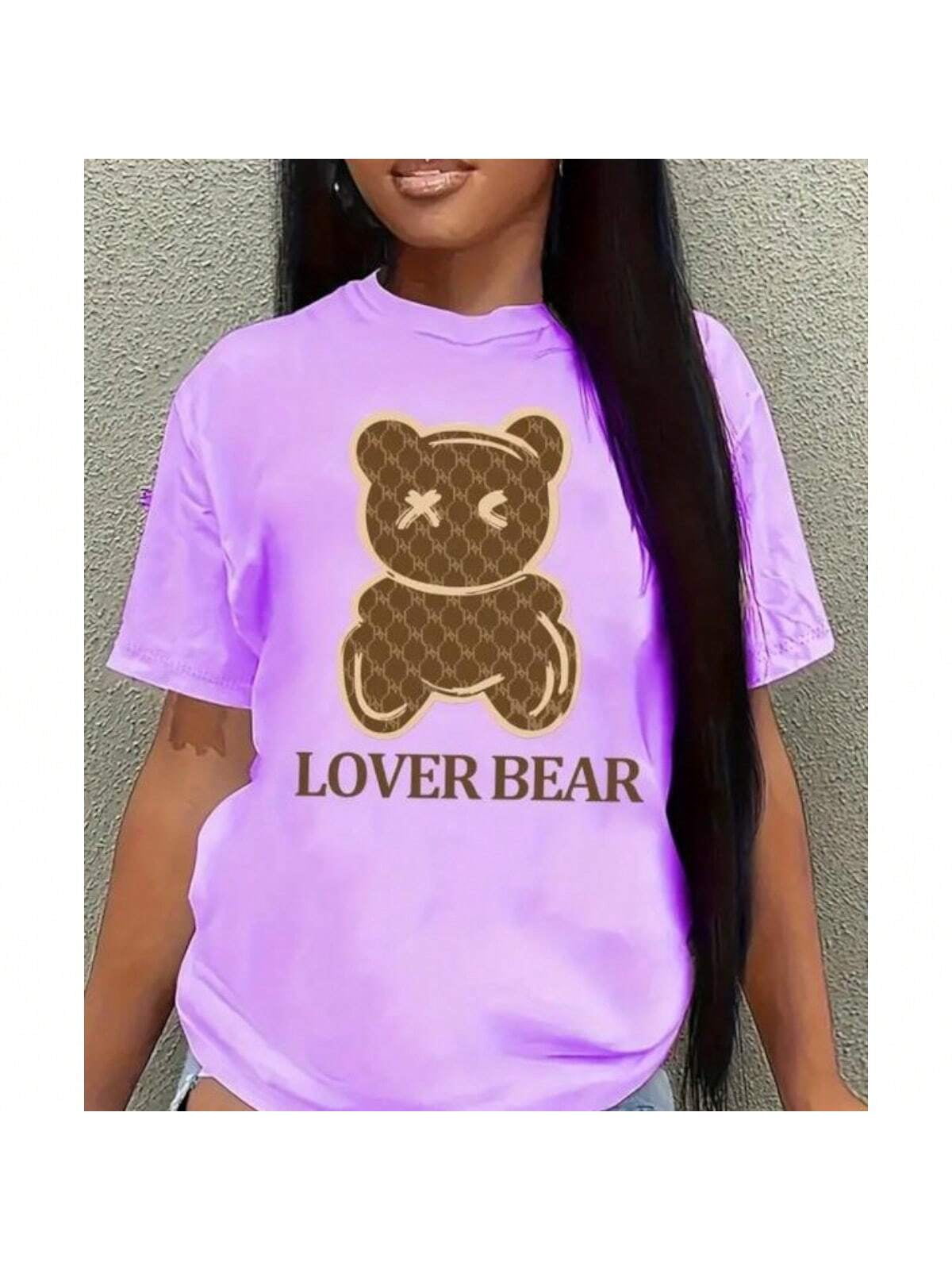 Playera Blusa Con Impresion De Oso Lover Bear Para Mujer Color Lila ...