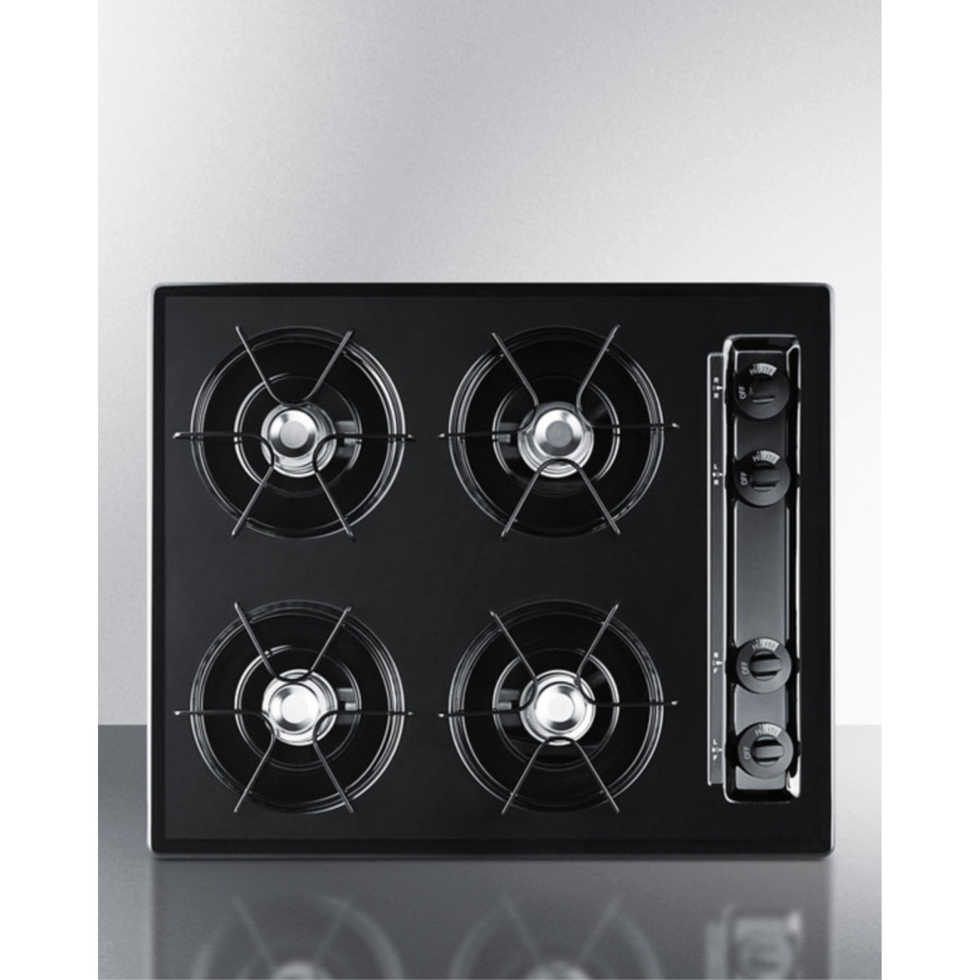 24" wide open burner gas cooktop in black with battery start ignition ...