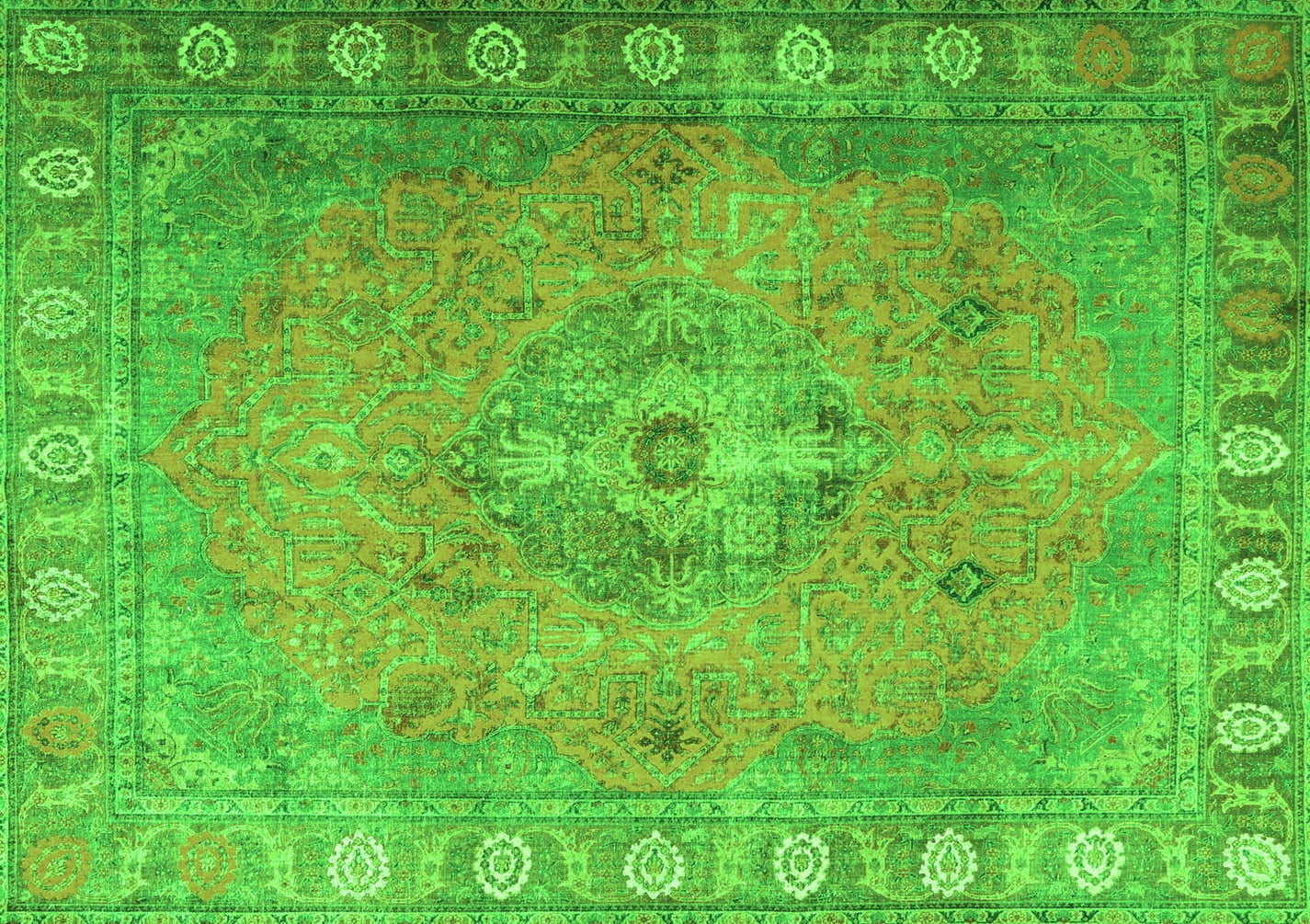 Ahgly Company Indoor Rectangle Persian Green Traditional Area Rugs, 2 ...
