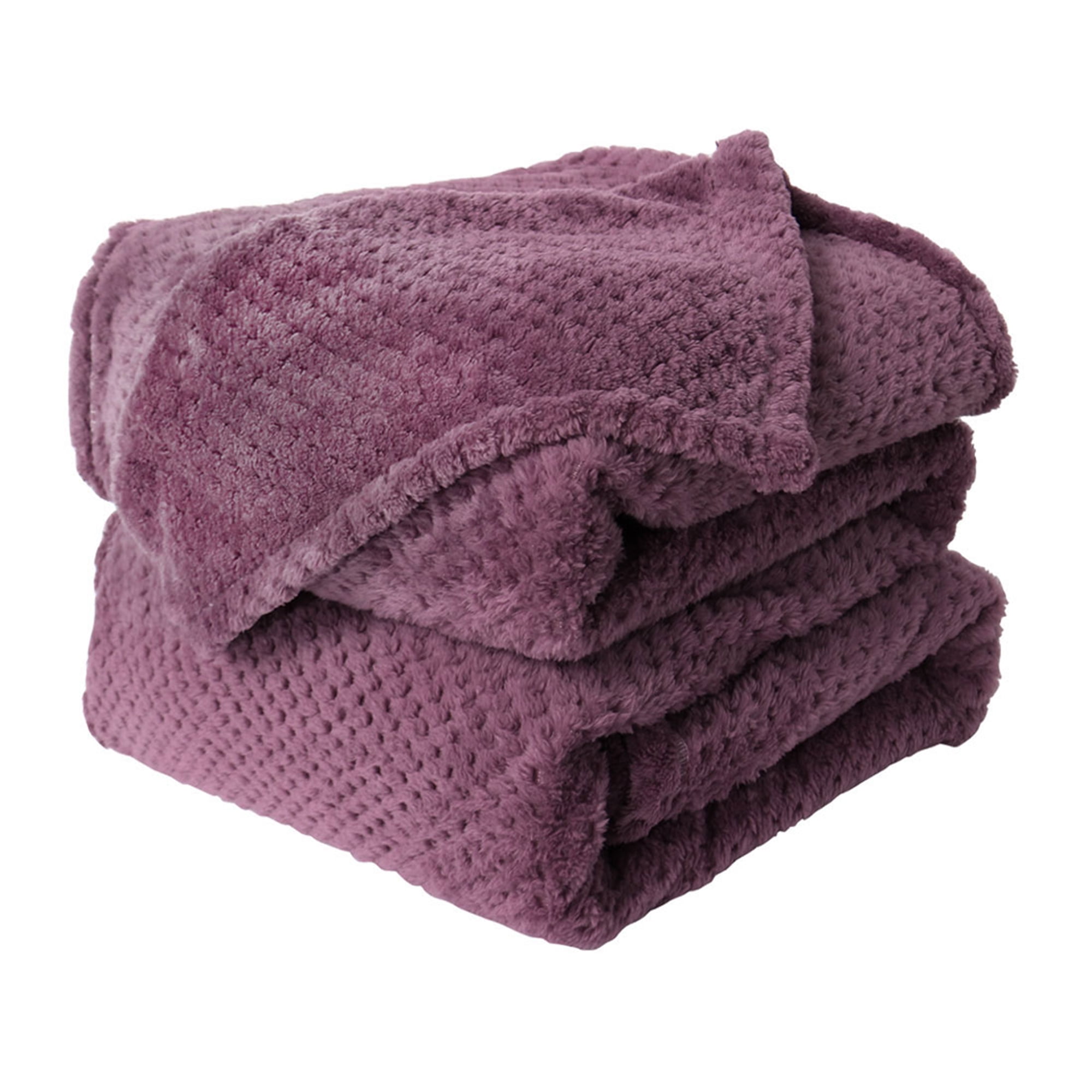 Soft Decorative Waffle Flannel Fleece Blanket Full Size Microfiber Mesh