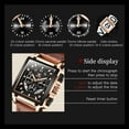 OLEVS Square Mens Wrist Watches with Leather Band Chronograph Fashion ...