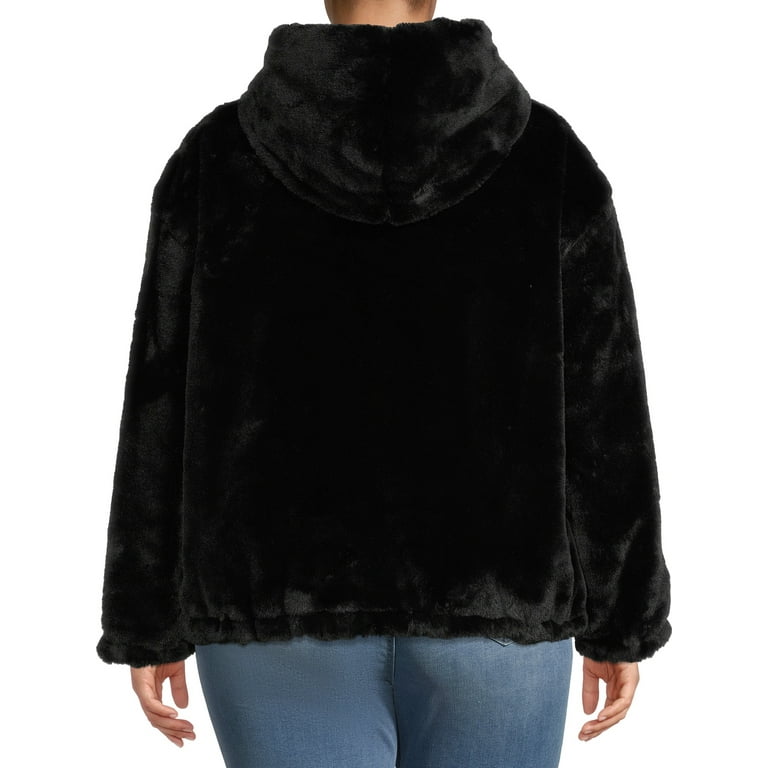 Lucky Brand Women's Plus Size Faux Fur Hooded Jacket Lucky Brand Women's Plus Size Faux Fur Hooded Jacket