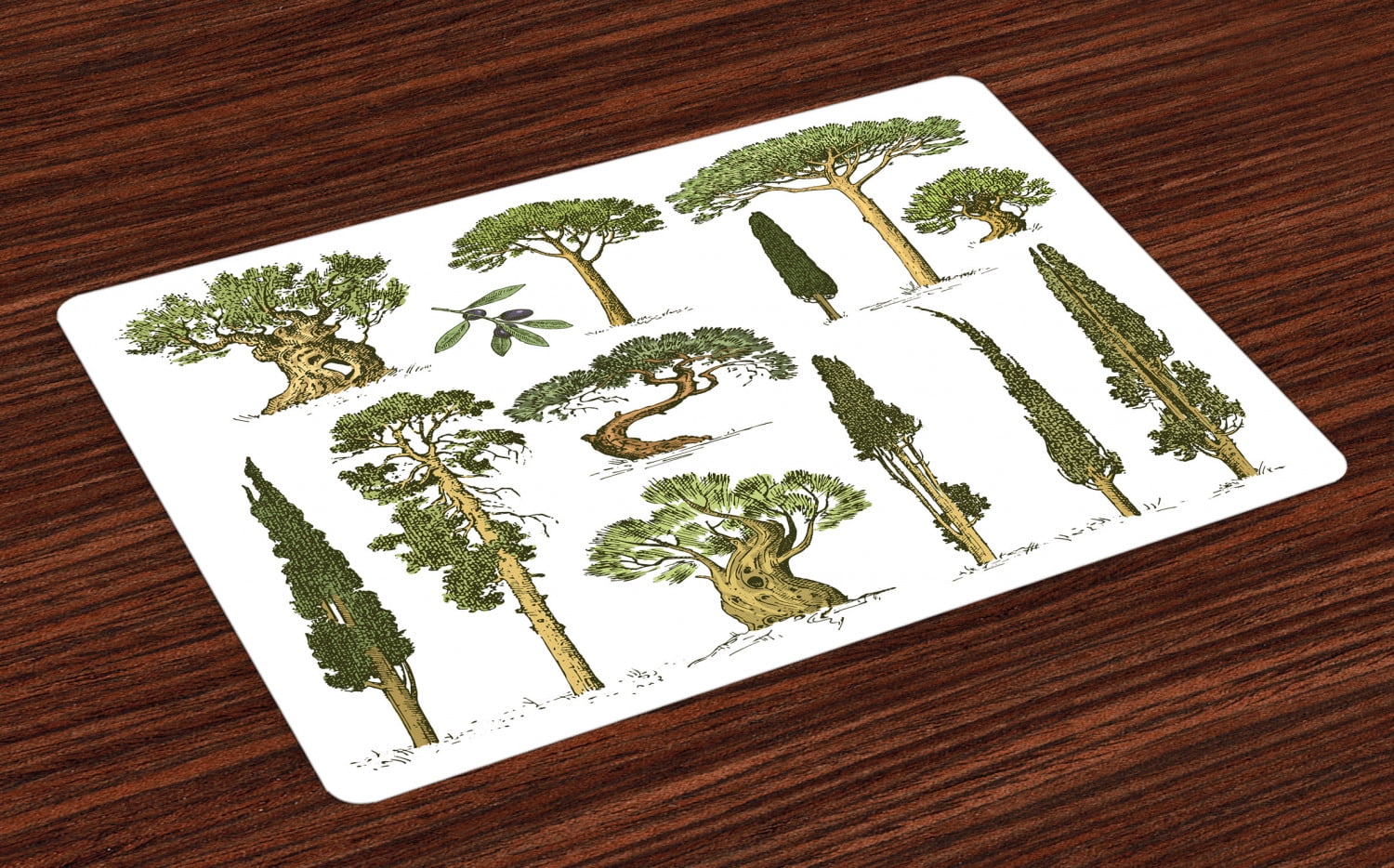 Ambesonne Tree Place Mats Set of 4, Forest Growth Ecology, Standard ...