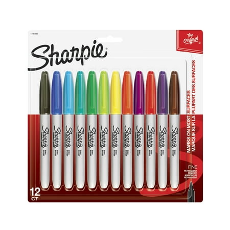 Sharpie Permanent Markers, Fine Point, Assorted Colors, 12 Count ...