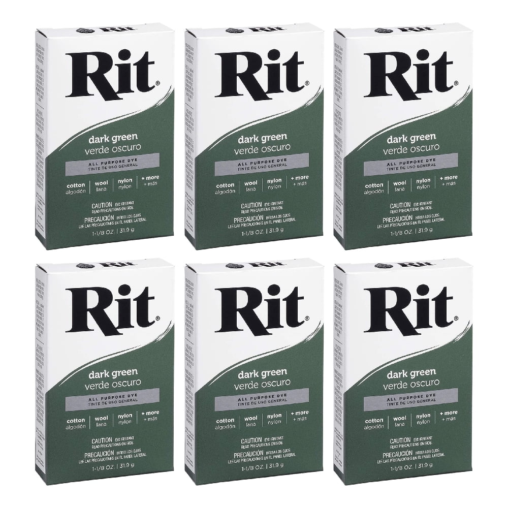 Rit All Purpose Powder Dye 1-1/8 oz Dark Green, 6 Pack - Walmart.com