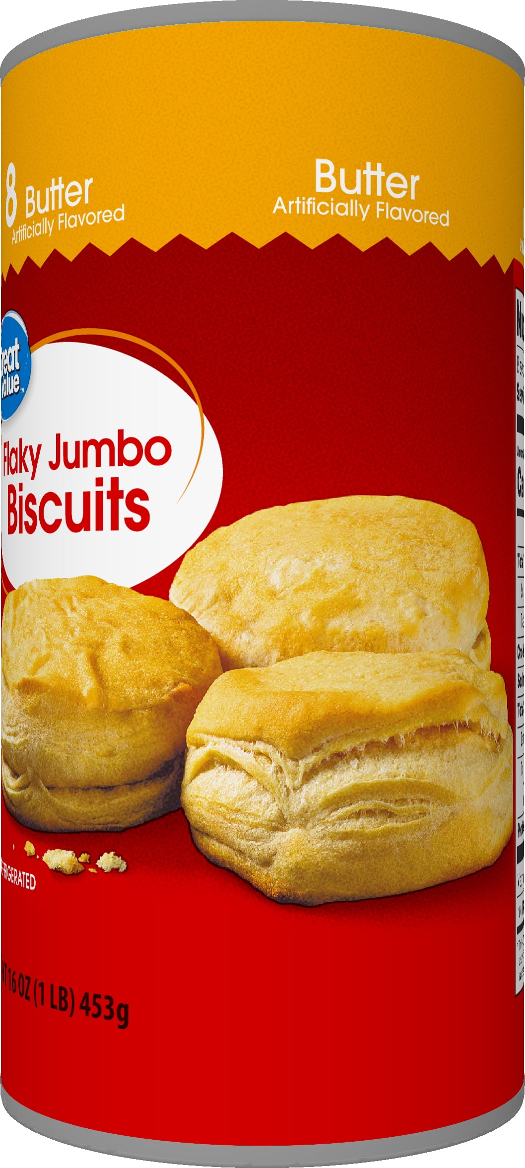 Great Value Butter Flavor Flaky Jumbo Biscuits, 8 Count - Walmart.com