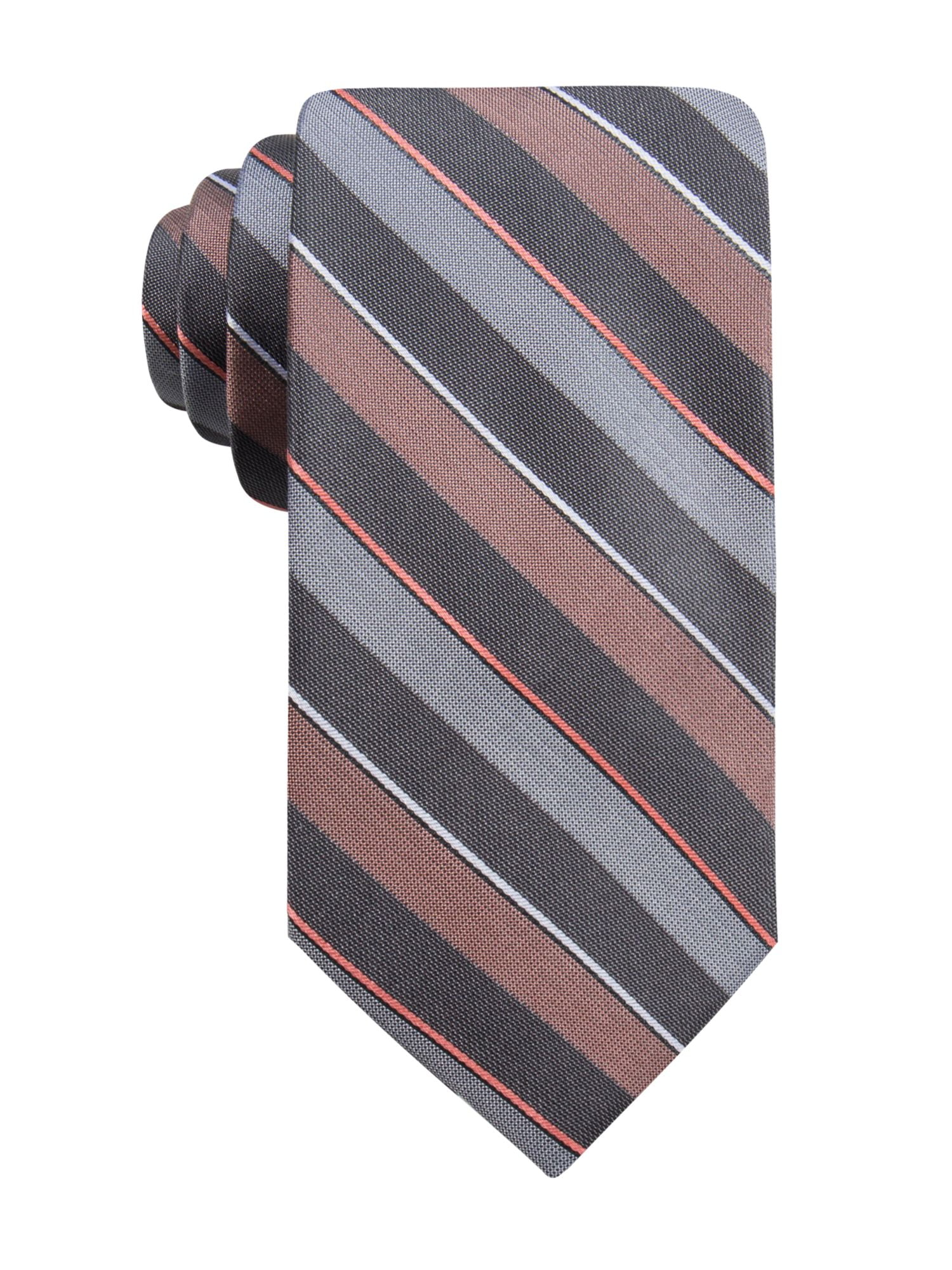 RYAN SEACREST DISTINCTION Mens Gray Bragg Striped Slim Neck Tie ...
