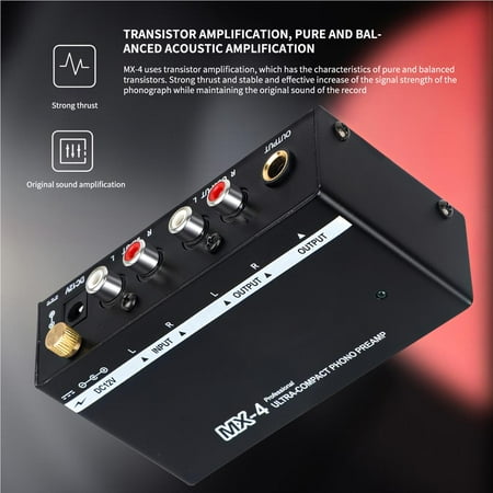 MX-4 Phono Preamp Professional Line Preamplifier 6.35mm Stereo Output ...