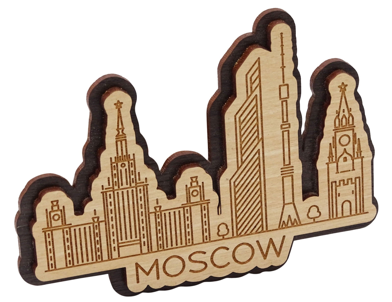 Printtoo Depicting Wooden Engraved Moscow Russia Monuments Fridge ...