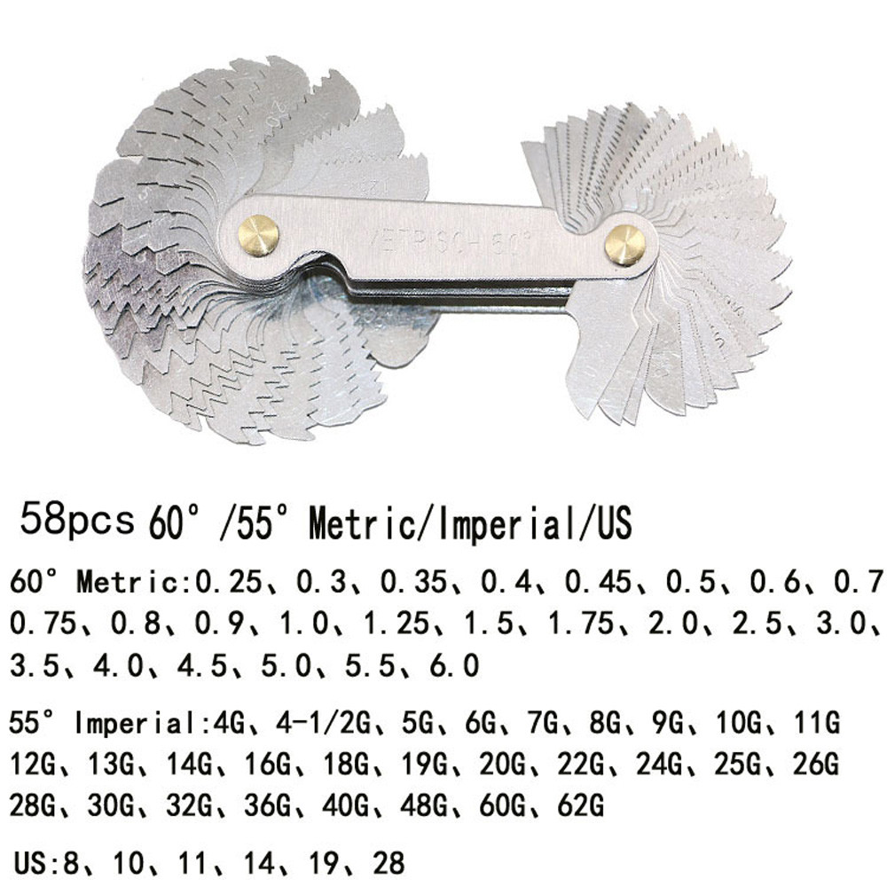 58 Blades Metric Whitworth 55 60 Degree Thread Measuring Gauge Screw 58 Blades Metric Whitworth 55 60 Degree Thread Measuring Gauge Screw