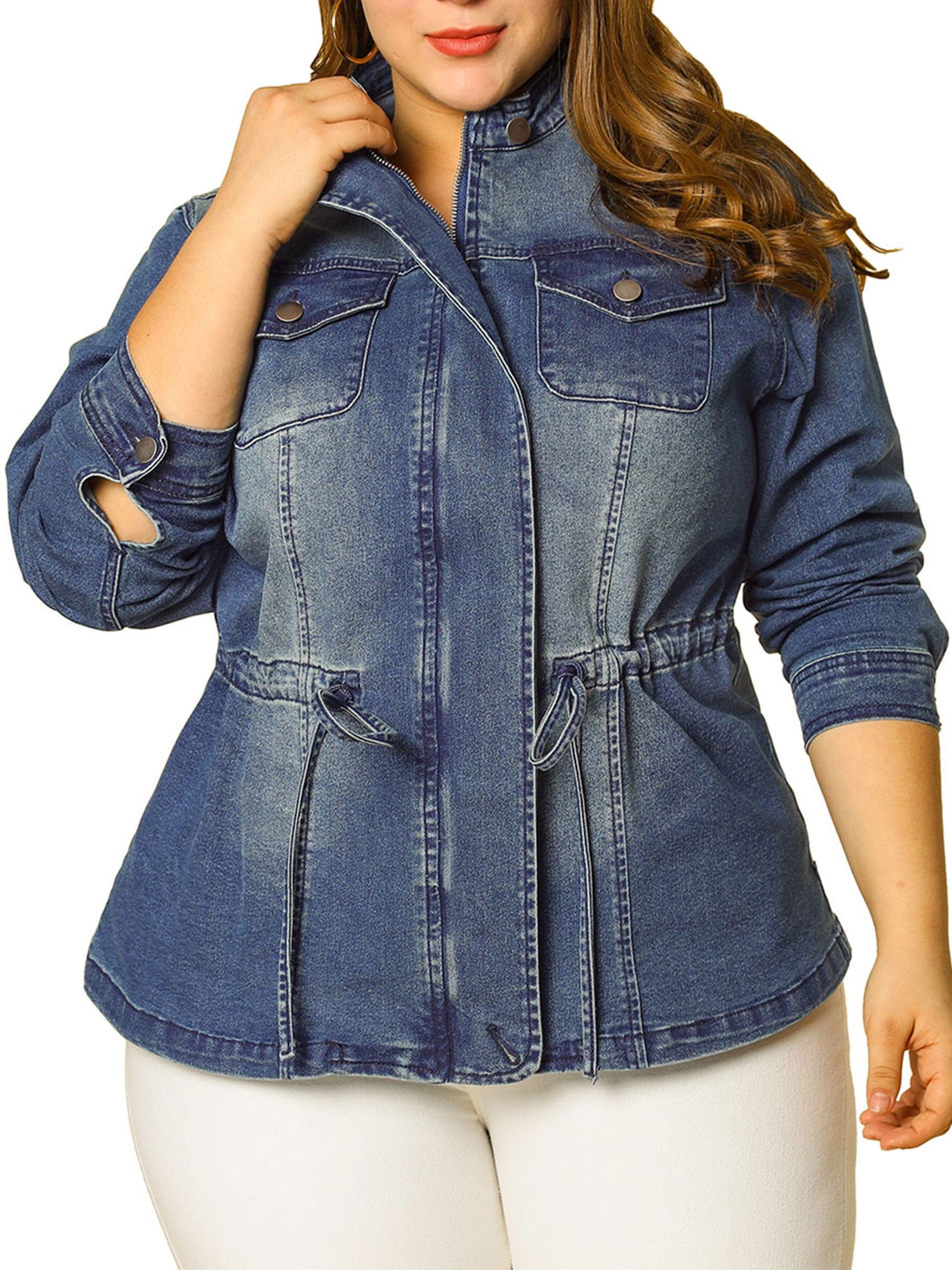 Agnes Orinda Women's Plus Size Fall Outfits Drawstring Waist Zipper ...