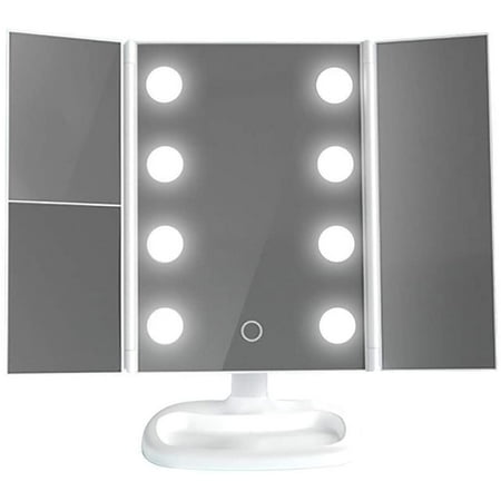 Lighted Mirror Countertop Tri-fold LED Vanity Mirror with Light Vanity ...