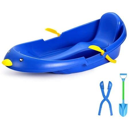 Snow Sleds for Kids and Adult, Large Plastic Toboggan Sled with Ro and ...