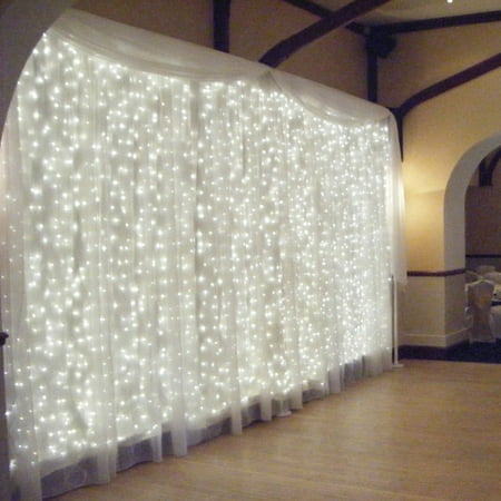 LED Curtain Lights, 9.8x9.8ft, 300LED, 8 Modes, Plug in Twinkle Lights ...