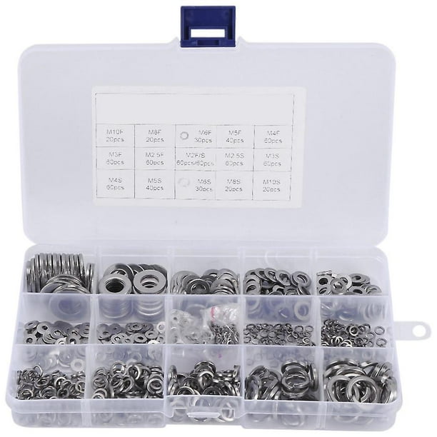 Juego surtido de arandelas planas y arandelas de seguridad de acero inoxidable 304 (70 | Bodega ...