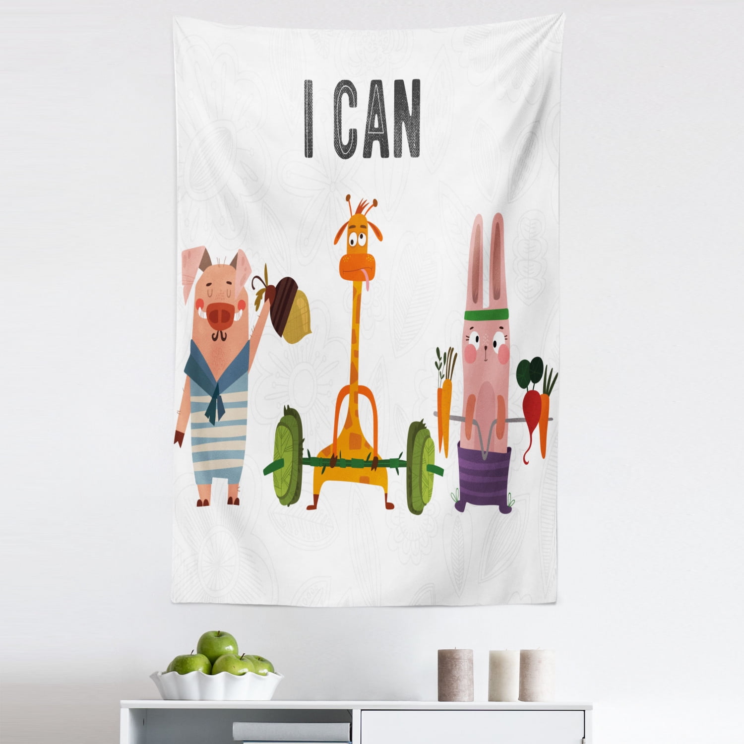 Fitness Tapestry, Pig Rabbit and Giraffe Exercise Summer is Coming ...