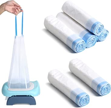 JUNWELL 50 Pack Portable Potty Bags for Universal Toilet Drawstring 17 ...