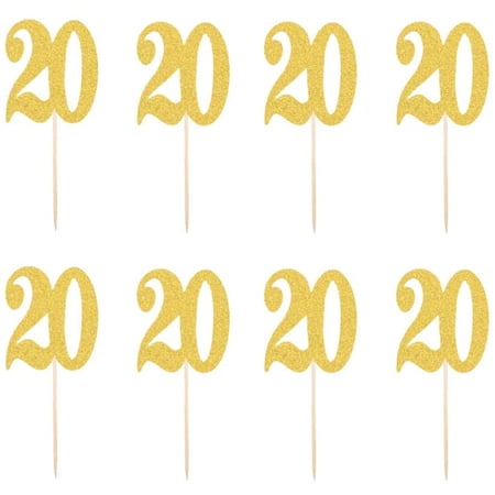 10 Pcs Number 20 Cupcake Topper Glitter Birthday Cake Topper Decoration ...