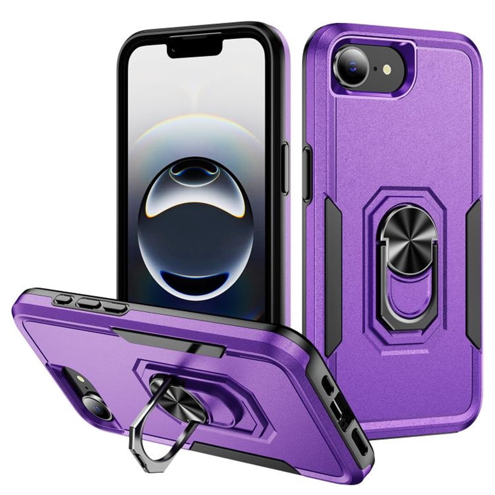 For Apple iPhone 17e / iPhone 16e Case With 360° Rotation Metal Ring ...