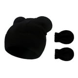 KGJQ Newborn Baby Beanies Mitten Set, Cotton Knit Hat with Bear Ears ...
