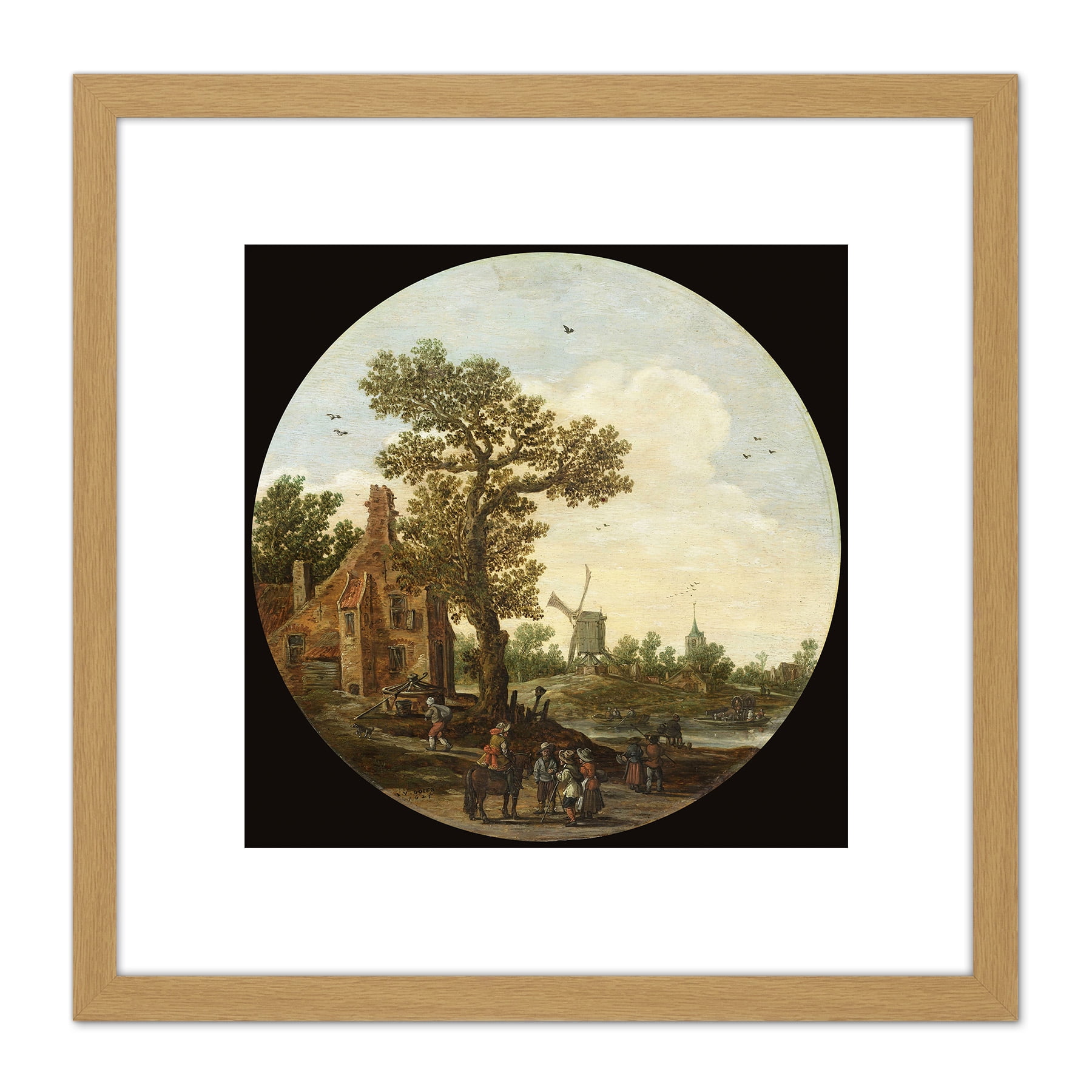 Van Goyen Summer Windmill Landscape Painting 8X8 Inch Square Wooden ...