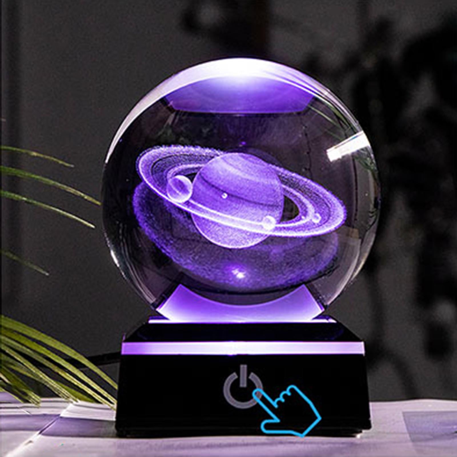 8cm Engraved Solar System Crystal Ball with a Touch Switch LED Cosmic ...