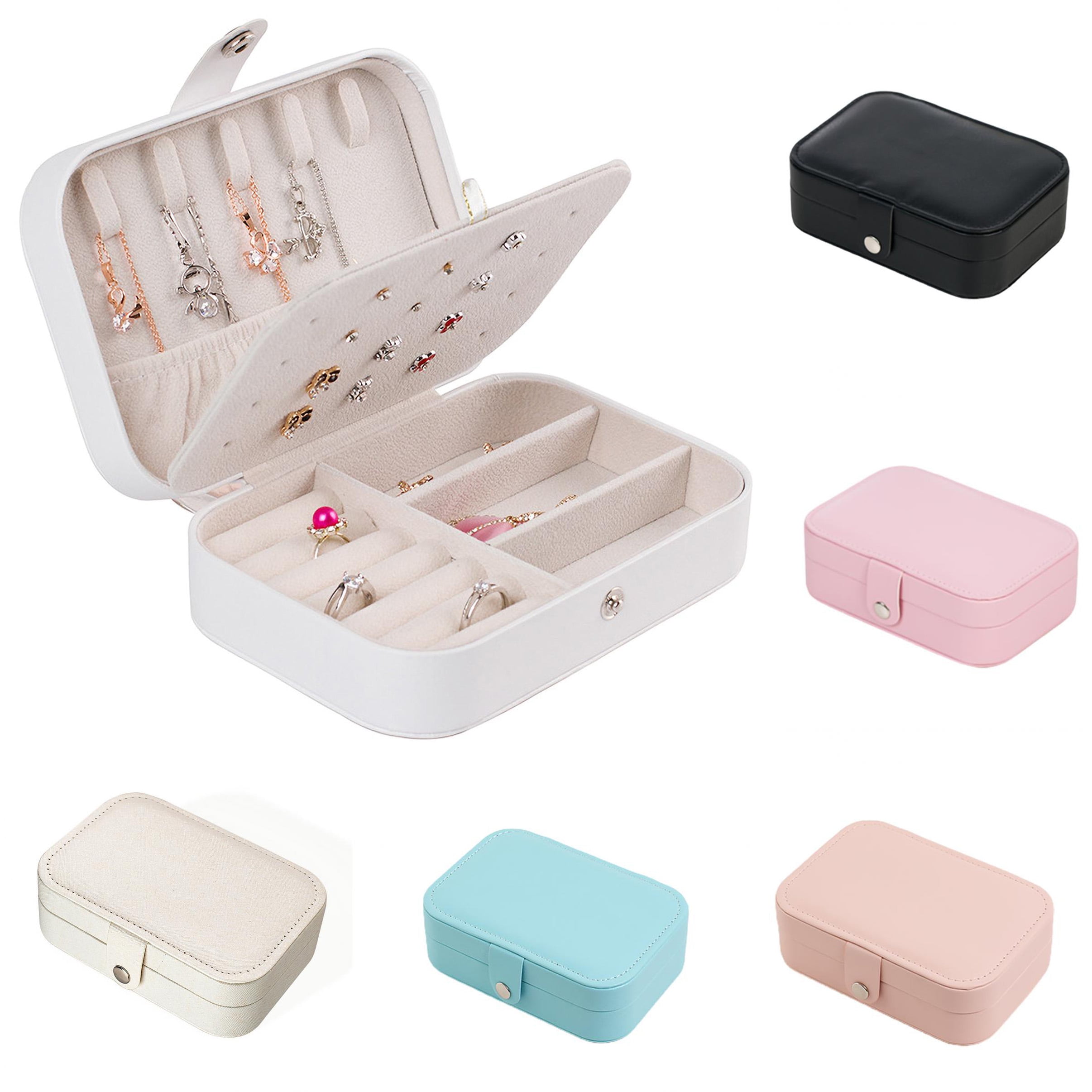 Limei Travel Jewelry Box, PU Leather Small Jewelry Organizer for Women ...