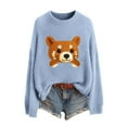 Cute Sweater Women Chunky Knit Cute Animal Print Long Sleeve Crew Neck ...
