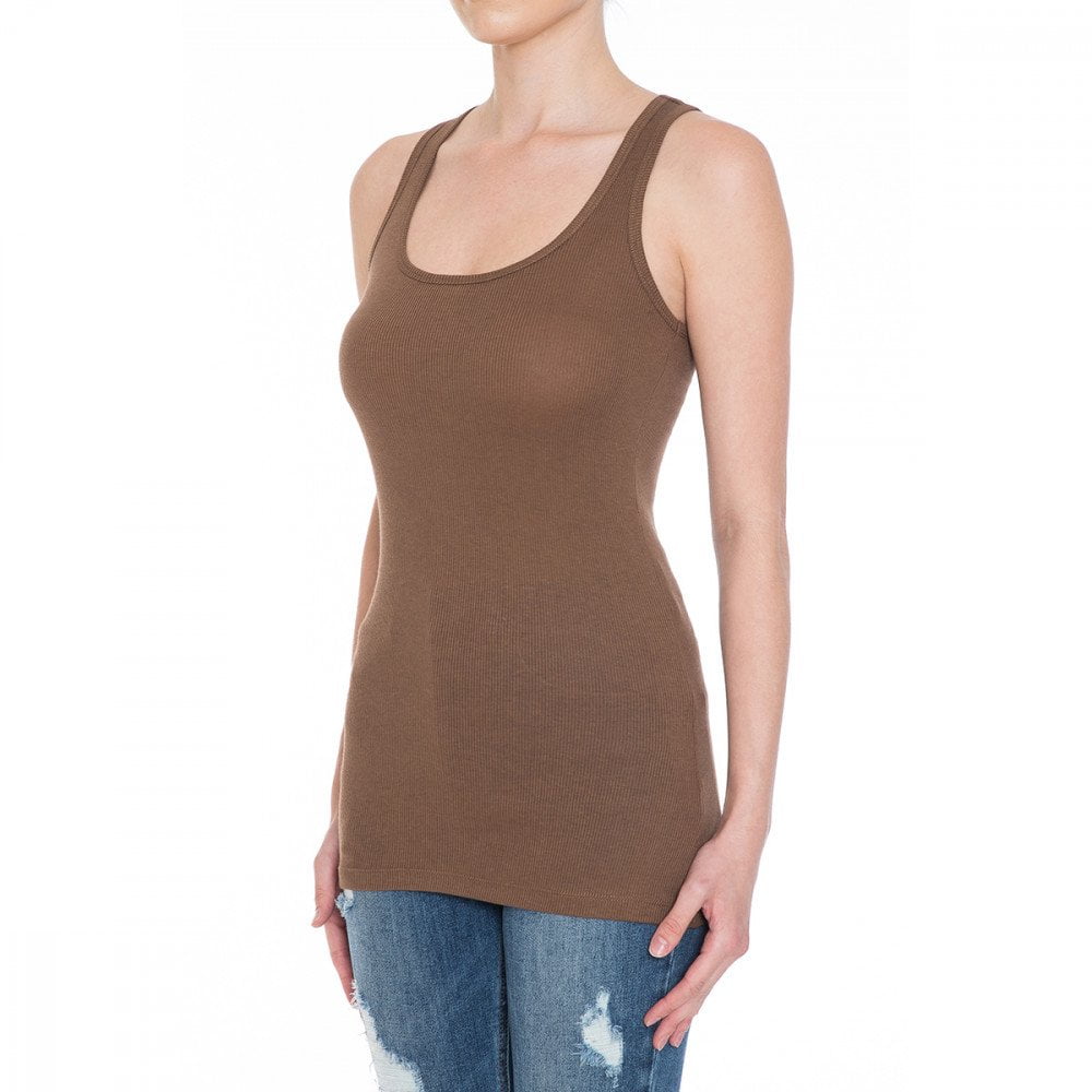 Women's Basic Solid Ribbed Scoop Neck Racerback Tank Top - Walmart.com