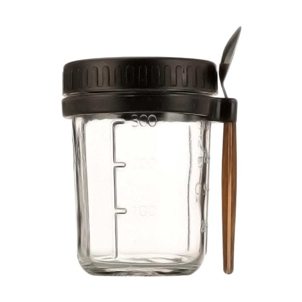 Overnight Oats Jars with Lid and Spoon Set of 1, 12 oz Large Capacity ...
