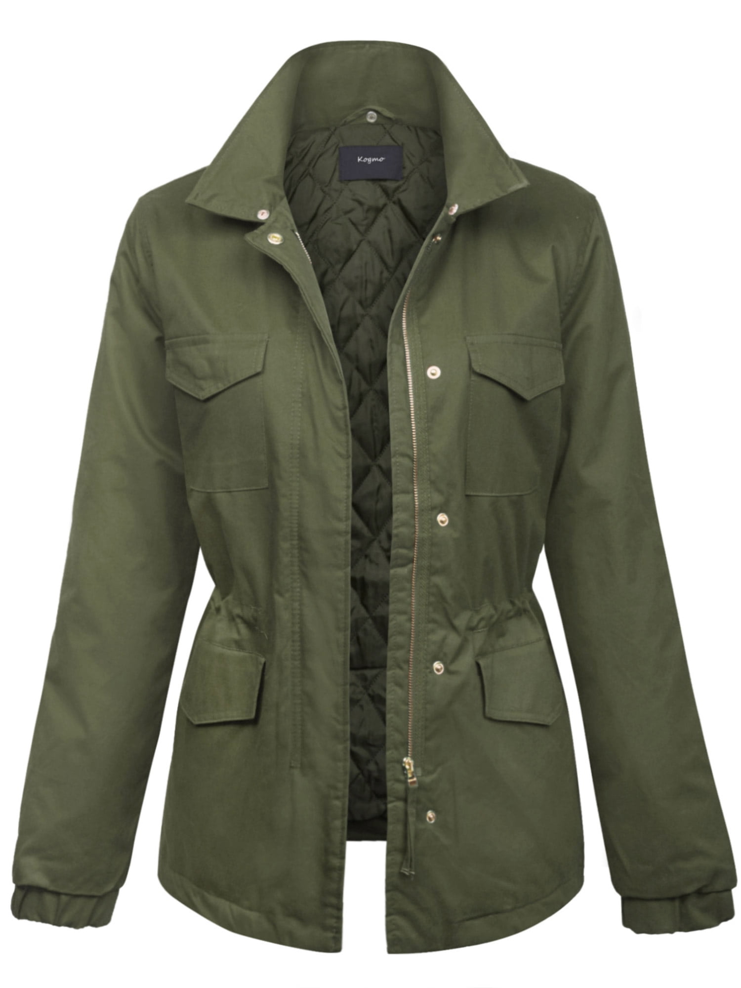KOGMO Womens Fully Lined Zip Up Anorak Jacket Detachable Faux Fur Trim ...