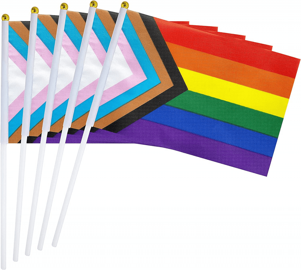 LEZMORE 100 pieces of Progress Rainbow Flag Mini Flag Hand held Flag ...