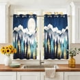 Night Forest Sheer Curtains 45 Inch Long 2 Panels, Mountain Cloud Moon ...