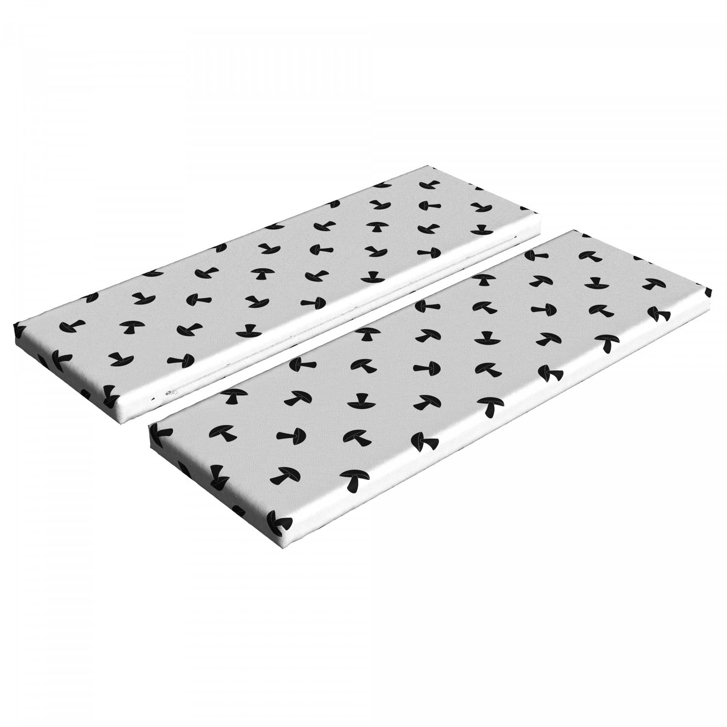 Mushroom Bench Cushion Set of 2, Modern Birch Mushrooms in Black Color ...