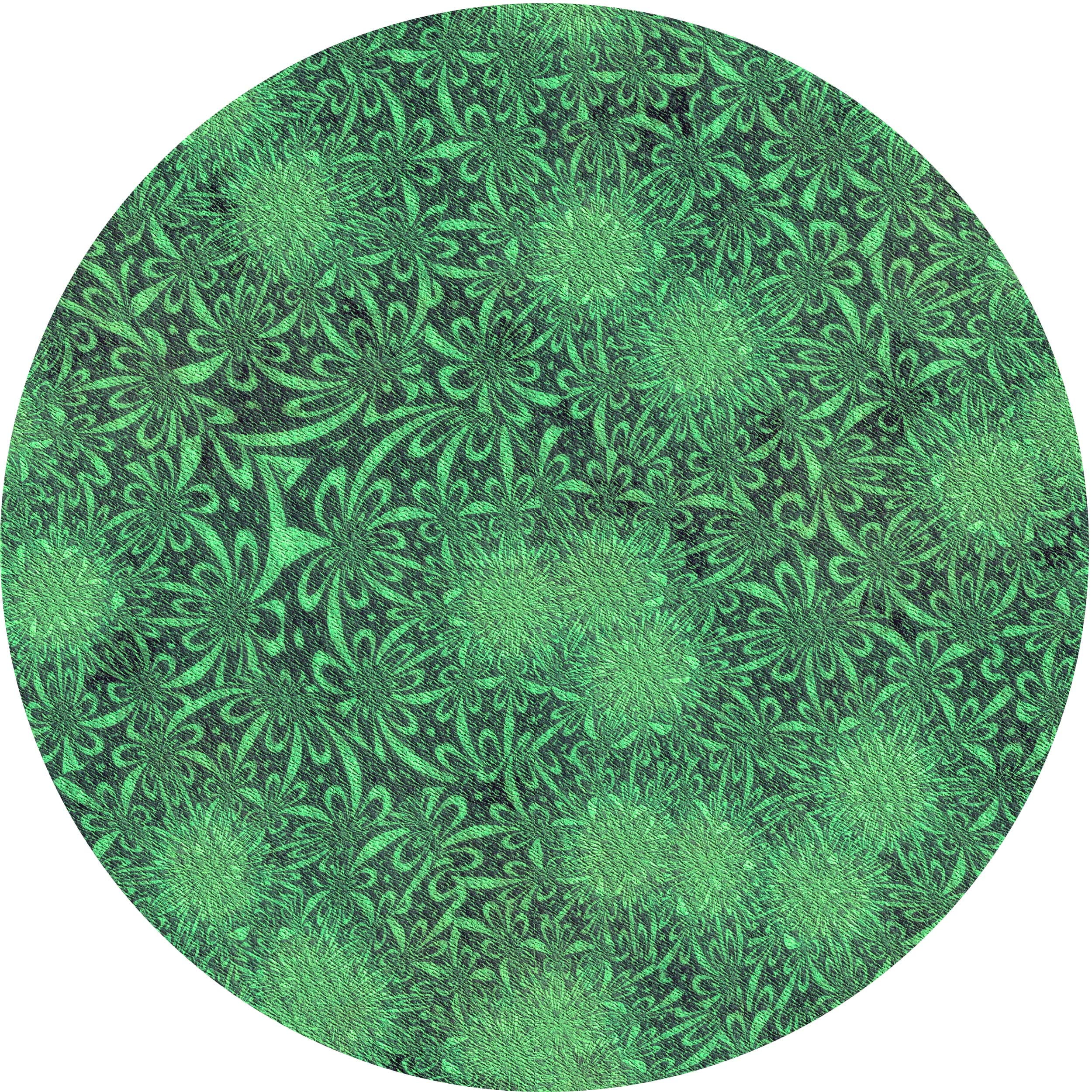 Ahgly Company Indoor Round Patterned Medium Forest Green Area Rugs, 8 ...