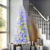 SHareconn 6ft Slim Pencil Christmas Tree, Prelit, 240 Multi-Color ...