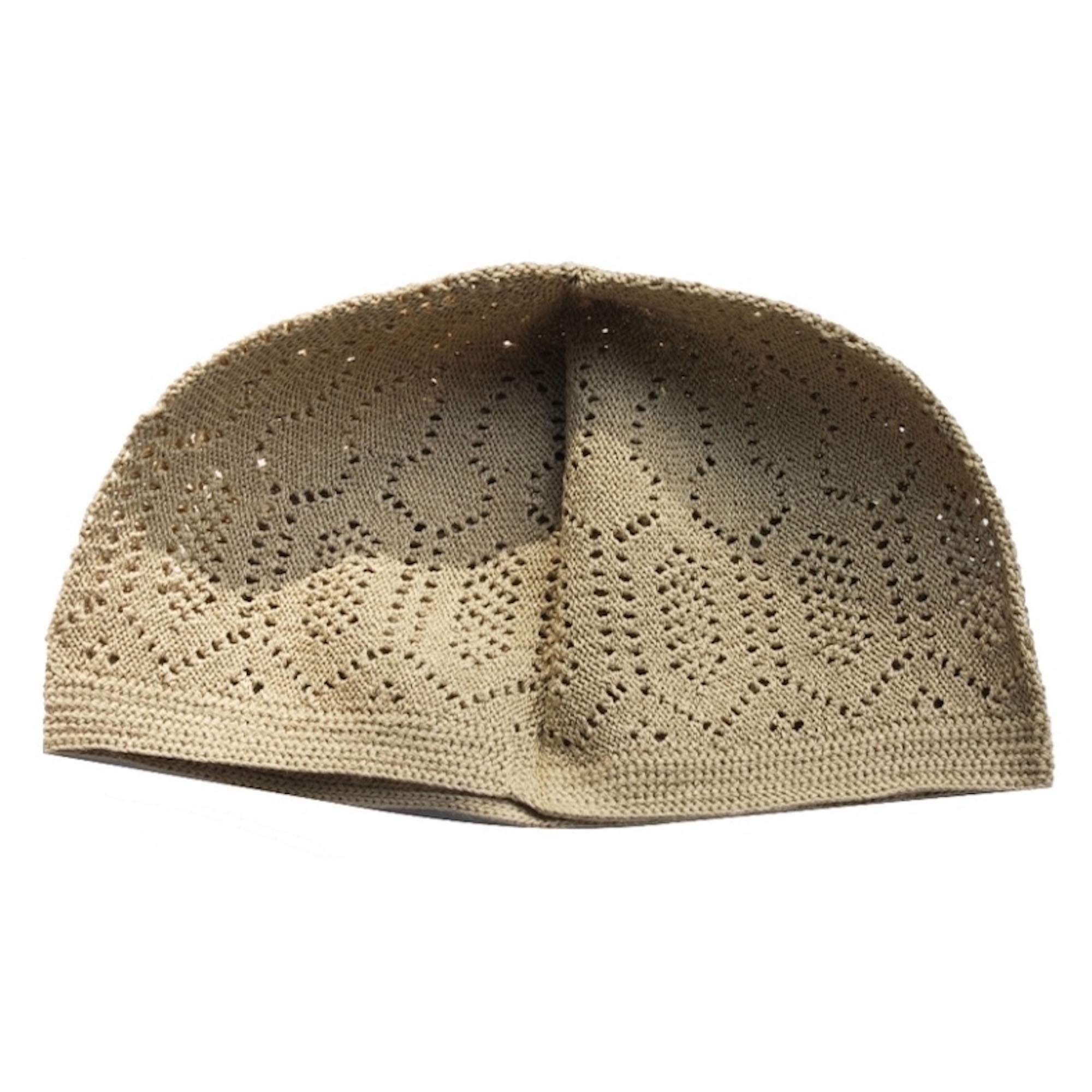 Mercan® Light Brown Cotton Machine-knit Turkish Muslim Kufi Hat Kofia ...