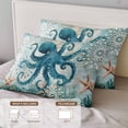 4 Piece Duvet Cover Set Queen, Octopus Sea Monster Starfish Coral Soft ...