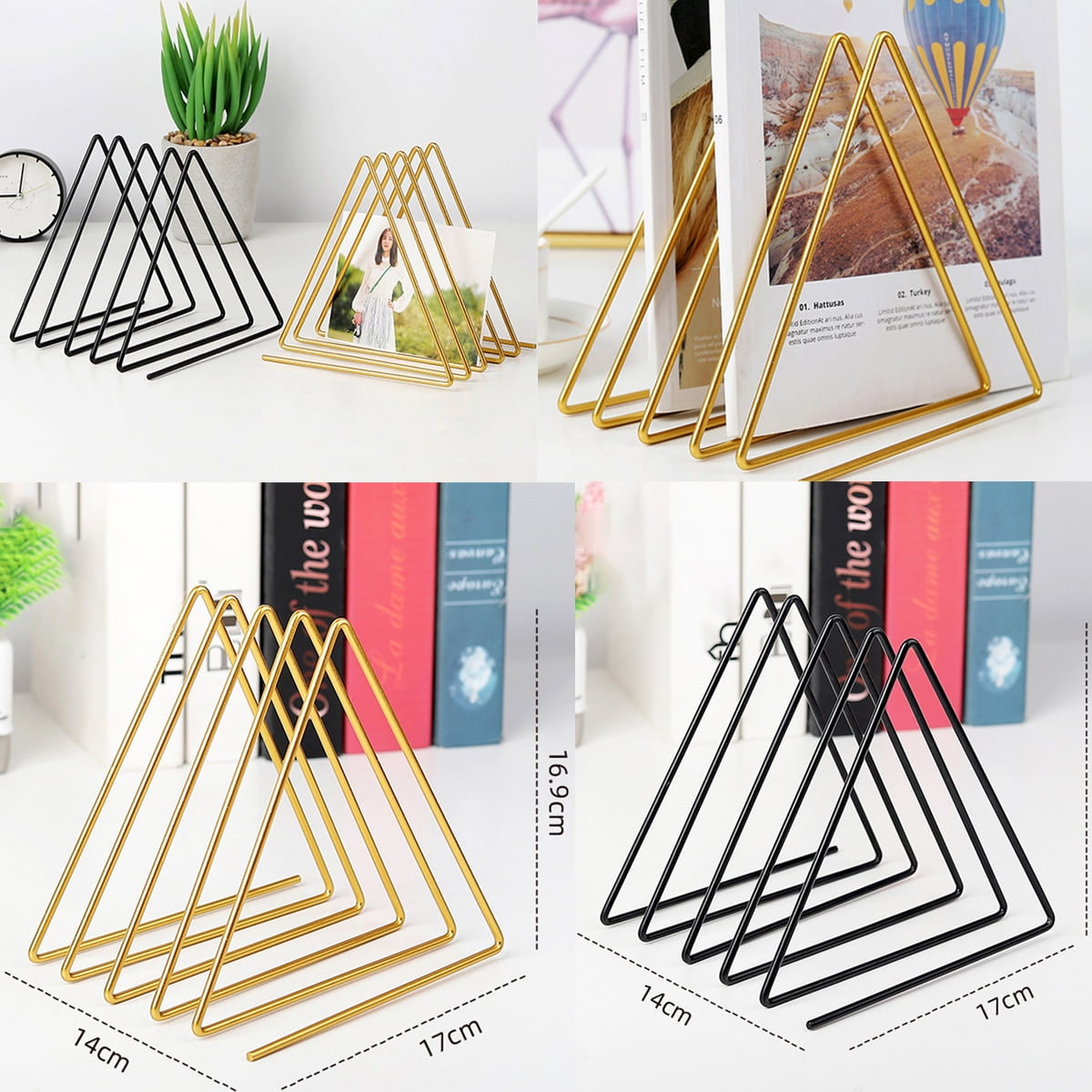 Walbest Nordic Style Triangle Iron Storage Rack Book Magazine Holder ...