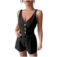 AGKIZG Women Solid Color V Neck Piece Outfit Sleeveless Top and High ...