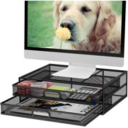 2-Pack Monitor Stand Riser with 3 Height Adjustable and Mesh Platform ...