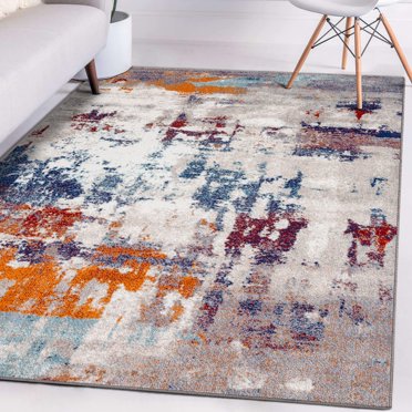 Luxe Weavers Abstract Brushstrokes Area Rug Red 8x10, Soft Accent ...